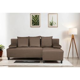 Inosign Ecksofa »IWALANI, Schlafsofa mit Bettkasten, Recamiere beidseitig montierbar« L-Form, B/T/H 199/135/83 cm, Struktur weich & Velvet taupe