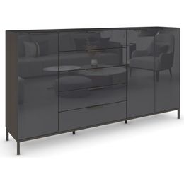 Rauch Kombikommode &raquo;Kommode T&uuml;rkommode Sideboard Kombikommode FLIPP mit Glasfront&laquo; Breite 200 cm mit 4 Einlegeb&ouml;den, 3-t&uuml;rig, 5 Schubladen, Soft-Close