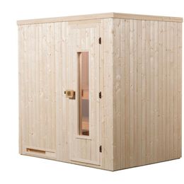 Weka Sauna »Elementsauna HALMSTAD 1« vorgefertigte Elemente, isolierte Holztür natur