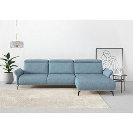 Places of Style Ecksofa &raquo;Fjord L-Form&laquo; massiv, wahlweise mit Armlehnfunktion, Kopf- Sitztiefenverstellung blau 100% Polyester