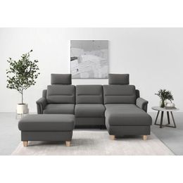 Sit & More SIT&MORE Ecksofa »Farö L-Form« inklusive Federkern, wahlweise mit Bettfunktion und Bettkasten grau