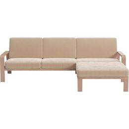 Sit & More sit&more Ecksofa &raquo;Kolding L-Form&laquo; Armlehnen aus Buchenholz in natur, verschiedene Bez&uuml;ge und Farben braun 100% Polyester