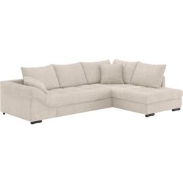 Ecksofa &raquo;Allegro, L-Form&laquo; mit Hochschl&auml;fer-Bettauszug, wahlweise mit Kaltschaum beige Stripes (92% Polyester / 8% Nylon)