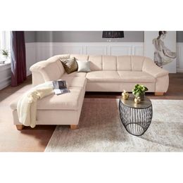 Sit & More SIT&MORE Ecksofa »Santo L-Form« mit Federkern, wahlweise mit Bettfunktion und Stauraum creme