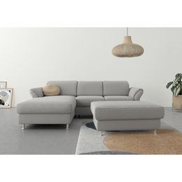 Sit & More SIT&MORE Ecksofa »Apulia L-Form« wahlweise Bettfunktion, Bettkasten und Kopf- und Armteilverstellung silver
