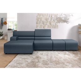 Egoitaliano Ecksofa &raquo;Babouche, Designsofa mit au&szlig;ergew&ouml;hnlichem Sitzkomfort zum Wohlf&uuml;hlen&laquo; grau Leder &raquo;BULL&laquo; (echtes Rindsleder). Geschliffenes, pigmentiertes 