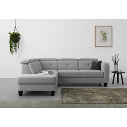 Sit & More SIT&MORE Ecksofa »Belluci L-Form« inklusive Federkern, wahlweise mit Bettfunktion und Bettkasten grey