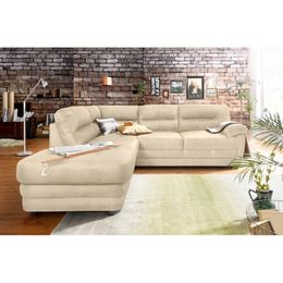 COTTA Ecksofa &raquo;Royale L-Form&laquo; wahlweise mit Bettfunktion beige Luxus-Kunstleder, frei im Raum stellbar;Luxus-Microfaser (100% Polyester), frei im Raum