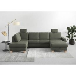 Home Affaire Wohnlandschaft »Summer U-Form« mit oder ohne Bettfunktion und Bettkasten, Cord-Bezug olive