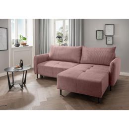 Inosign Ecksofa »Mara, L-Form, aktueller Cord Bezug und tolle Farben, schmale Armlehnen« whlw. mit Bettfunktion, Recamiere links/rechts montierbar,...