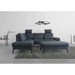 Sit & More SIT&MORE Ecksofa »Cinturo L-Form« inklusive Sitztiefenverstellung und Federkern, Sitzhöhe 48 cm dunkelblau