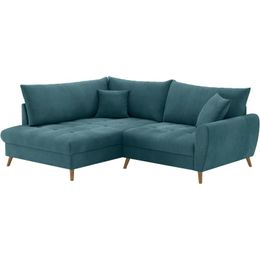 Ecksofa &raquo;Blackburn II L-Form&laquo; Wahlweise mit Kaltschaumpolsterung bis 140 kg belastbar blau Memphis (Grundgewebe - 100% Polyester; Nutzschicht- 90% 