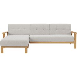 Sit & More SIT&MORE Ecksofa »Billund L-Form« Armlehnen aus eichefarbigem Buchenholz, verschiedene Bezüge und Farben beige
