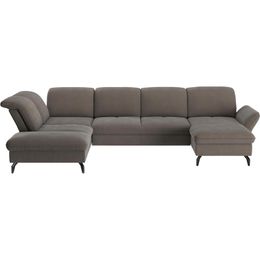Sit & More sit&more Wohnlandschaft &raquo;Leandro U-Form&laquo; Wahlweise mit Bett-, Kopfteil - und Armlehnfunktion, sowie Bettkasten braun 100% Polyester