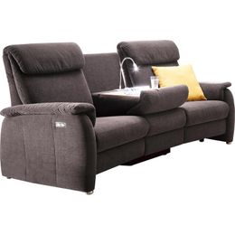Home Affaire Sofa »Turin« mit motorischer Relaxfunktion, Tisch, Leuchte + USB-Ladestation stone