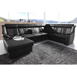 Sit & More sit&more Wohnlandschaft &raquo;Basel U-Form&laquo; wahlweise mit Relaxfunktion schwarz Luxus-Microfaser Altara Nubuck (100% Polyester);Kunstleder SOFTLUX ;
