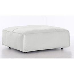 Musterring Hocker &raquo;LUCIA&laquo; wei&szlig; Flachgewebe VALMONT (60% Baumwolle/40% Leinen);Leder PURO, pigmentiertes Leder;Microfaser CRONA (100% Polyester);Flachgewebe 