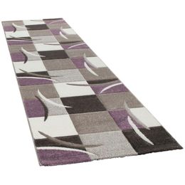 Paco Home L&auml;ufer &raquo;Lara 235&laquo; rechteckig 16 mm H&ouml;he Teppich-L&auml;ufer, modernes Design, Pastell-Farben, mit Konturenschnitt lila Obermaterial: 100%...
