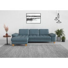 Sit & More SIT&MORE Ecksofa &raquo;Westham L-Form&laquo; mit Recamiere, mit oder ohne Bettfunktion, Bettkasten, F&uuml;&szlig;e Eiche greyblue