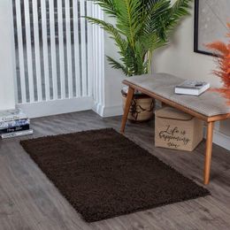 LIVABLISS Hochflor-Teppich &raquo;BORACAY&laquo; rechteckig 37 mm H&ouml;he Flauschig, Langflor, Weich, Wohnzimmer Flurteppich, Grau dunkelbraun Obermaterial: 100%...