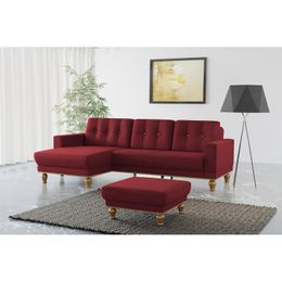 Sit & More SIT&MORE Ecksofa »Orient 5 L-Form« mit Strass-Stein, wahlweise mit Bettfunktion und Bettkasten rot