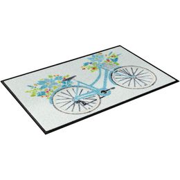 wash+dry by Kleen-Tex Fußmatte »Daisy Daisy« rechteckig 7 mm Höhe Schmutzfangmatte, Motiv Fahrrad, In- und Outdoor geeignet, waschbar blau...