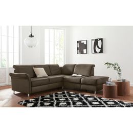 Sit & More SIT&MORE Ecksofa »Darwin L-Form« inklusive Federkern, wahlweise mit Kopfteilverstellung, Bettfunktion olive