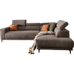 Alina Ecksofa »Hikari« wahlweise mit Sitzvorzug, in modernem Cordstoff, Breite 276 cm braungrau GCT 149
