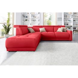 DOMO collection Ecksofa »Ava, moderne Sitzheftung mit toller Doppelnaht, komfortabel, L-Form« mit Ottomane, inkl. Federkern, wahlweise mit...