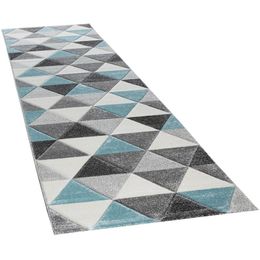 Paco Home L&auml;ufer &raquo;Lara 276&laquo; rechteckig 16 mm H&ouml;he Kurzflor, modernes geometrisches Design, Pastell-Farben t&uuml;rkis Obermaterial: 100% Polypropylen B...