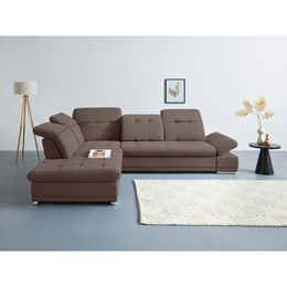 COTTA Ecksofa &raquo;Holiday L-Form mit Sitztiefen-, Armteil- und Kopfteilverstellung&laquo; wahlweise mit Bettfunktion & Bettkasten grau 90% Polyester, 10% 