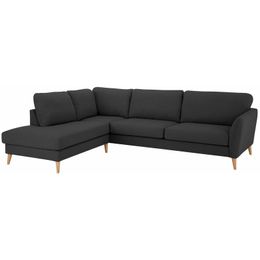 Home Affaire Ecksofa &raquo;MARSEILLE 278/202 cm, L-Form, Ottom. rechts/links, verschiedene Bez&uuml;ge&laquo; Massivholzbeine Eiche, Landhausstil, Wellenunterfederung