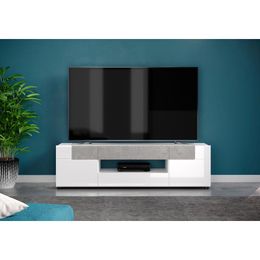 Inosign Lowboard »Taormina TV-Kommode« TV-Lowboard, Hochglanz mit eleganter Blende, Breite 153 cm Weiß Melamin/Weiß Hochglanz Tiefzieh/Beton Stone...