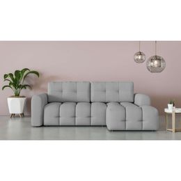 Inosign Ecksofa »Manilla, wahlweise mit Bettfunktion, B/T/H 265/170/91 cm« L-Form mit Recamiere rechts/links bestellbar, Wellenunterfederung grau