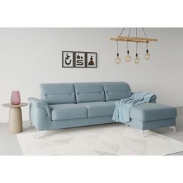 Sit & More SIT&MORE Ecksofa »Sinatra L-Form« mit Recamiere, optinal mit Kopfteilverstellung und Armteilfunktion hellblau