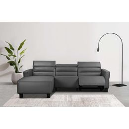 Places of Style Ecksofa »Carpari, L-Form, 263 cm, manuelle o. elektrische Relaxfunktion, « USB A/C und Kopfteilverstellung grau