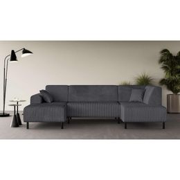 Home Affaire Wohnlandschaft &raquo;ARROS U-Form mit Wellenunterfederung, Ma&szlig;e B/T/H: 300/163/81 cm&laquo; incl. Zierkissen, mit Recamiere links/rechts bestellbar,