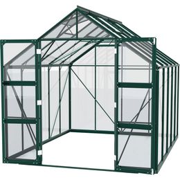 Vitavia Gew&auml;chshaus &raquo;Domus 8300&laquo; Doppelschwingt&uuml;ren und bodentiefer T&uuml;rschwelle, 3 mm Sicherheitsglas smaragdgr&uuml;n