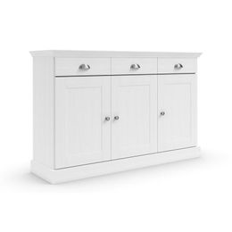 Home Affaire Sideboard »Motala« Kommode, 3 Schubladen und 2 verstellbare Einlegeböden, Breite 125 cm weiß