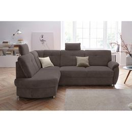 Sit & More SIT&MORE Ecksofa »Sonoma L-Form« wahlweise mit Bettfunktion und Bettkasten espresso
