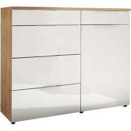 Wiemann Kombikommode &raquo;Como&laquo; vormontiert wei&szlig; Floatglas, Holzwerkstoff, Metall
