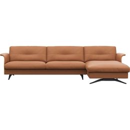 FLEXLUX Ecksofa »Glow, super bequem durch hochwertigem Sitzaufbau mit Federkern, L-Form« Modernes skandinavisches Design Modern Cognac Brown