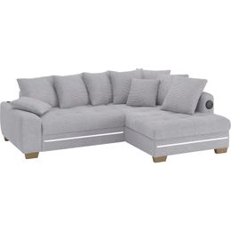 MR. COUCH Ecksofa »Nikita II, L-Form« mit Kaltschaum, RGB-LED, Soundsystem, wahlweise mit Bett, Bettkasten Stripes 8637 warm grey
