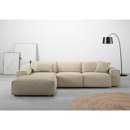 Andas Ecksofa »Glimminge auch in Breitcord, Feincord, Bouclé + Easy care-Bezug« L-Form, Breite 294, Zierkissen sand