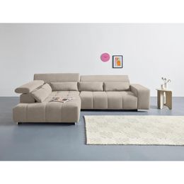 COTTA Ecksofa »Orion L-Form« mit Kopfteilverstellung & 5 Nierenkissen Beige