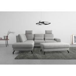 Sit & More SIT&MORE Ecksofa »Cinturo L-Form« inklusive Sitztiefenverstellung und Federkern, Sitzhöhe 45 cm grey