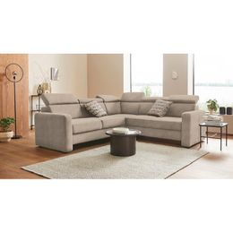Sit & More SIT&MORE Ecksofa »Bologna L-Form« Kopfteilverstellung, wahlweise mit Bettfunktion und Schubkasten beige