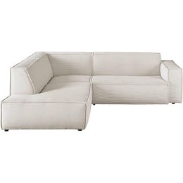 3C CANDY Ecksofa »Matteo in elegant, kubischer Formensprache, bequem, L-Form« mit auffälliger Kedernaht, Cord-Bezug, Lounge-Charakter snow