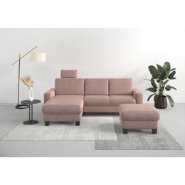 Home Affaire Ecksofa »Summer L-Form« mit Recamiere, mit oder ohne Bettfunktion und Bettkasten, Cord-Bezug altrosa