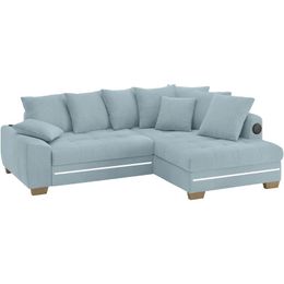 MR. COUCH Ecksofa »Nikita II, L-Form« RGB-LED, Bluetooth-Soundsystem, wahlweise mit Bett, Bettkasten Novaclean Avanti 14 blue grey